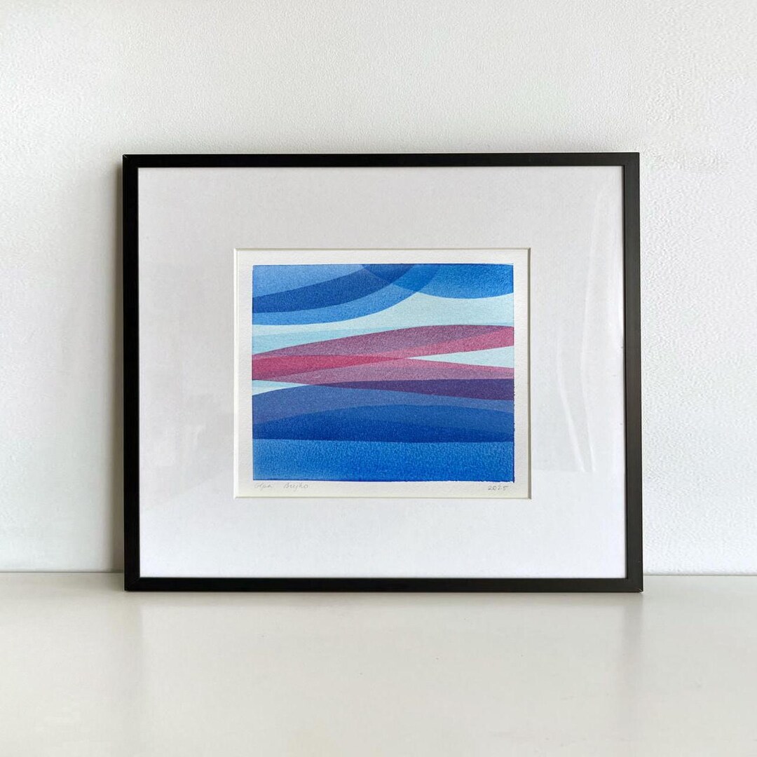 Abstract Acrylic Painting on Paper, Blue Lilac Minimalist Wall Art - Etsy