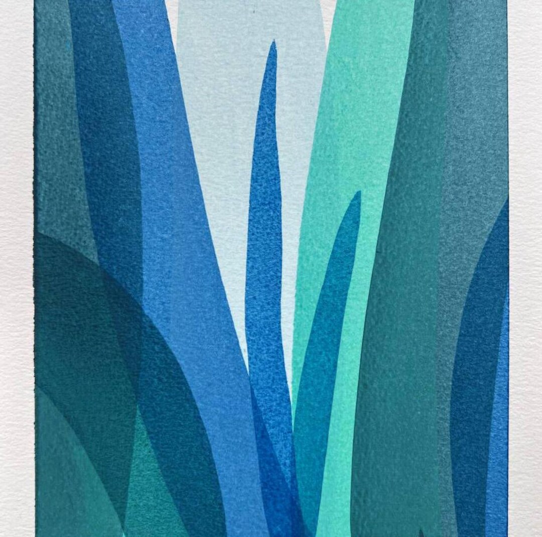 Abstract Acrylic Painting A4, Blue Turquoise Minimalist Art - Etsy