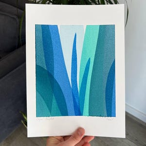 Abstract Acrylic Painting on Paper A4, Modern Minimalist Wall Art, Blue ...