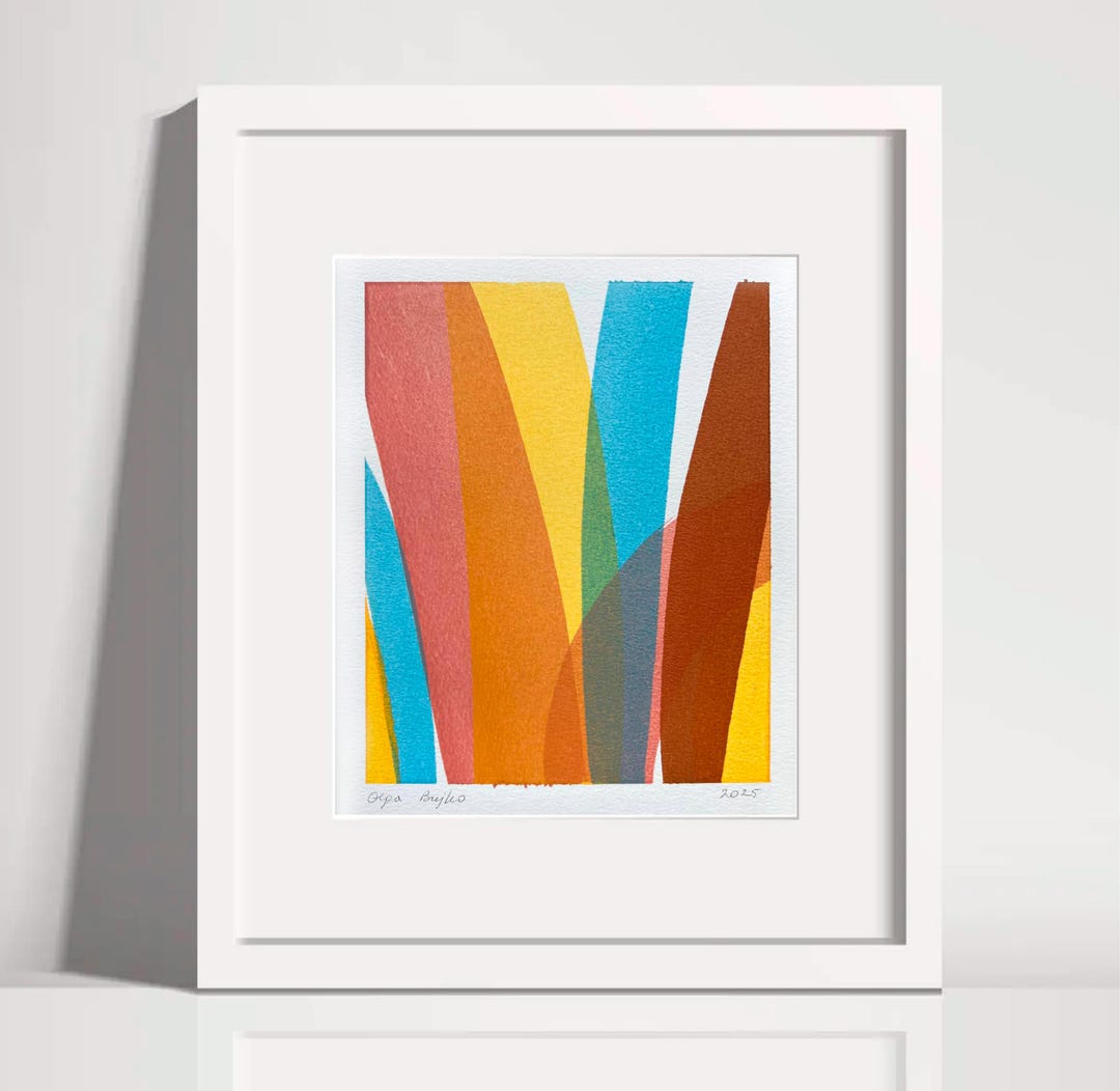 Abstract Liquid Transparent Acrylic Painting on Paper A4, Minimalist ...
