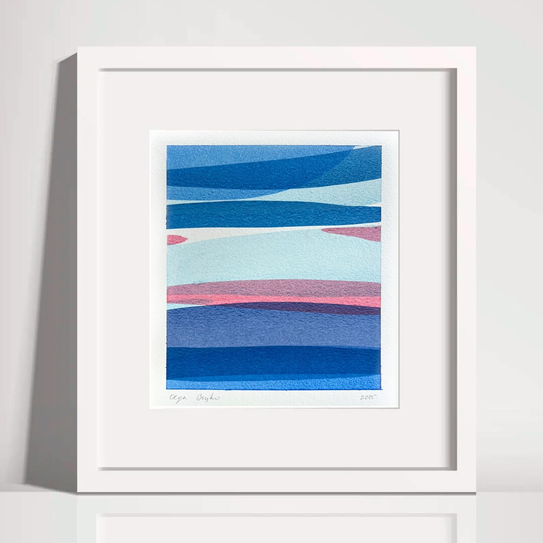 Abstract Transparent Acrylic Painting on Paper A4, Modern Minimalist ...
