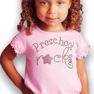 Preschool Shirt for Girls, Preschool Rocks Rhinestone Bling Shirt ...