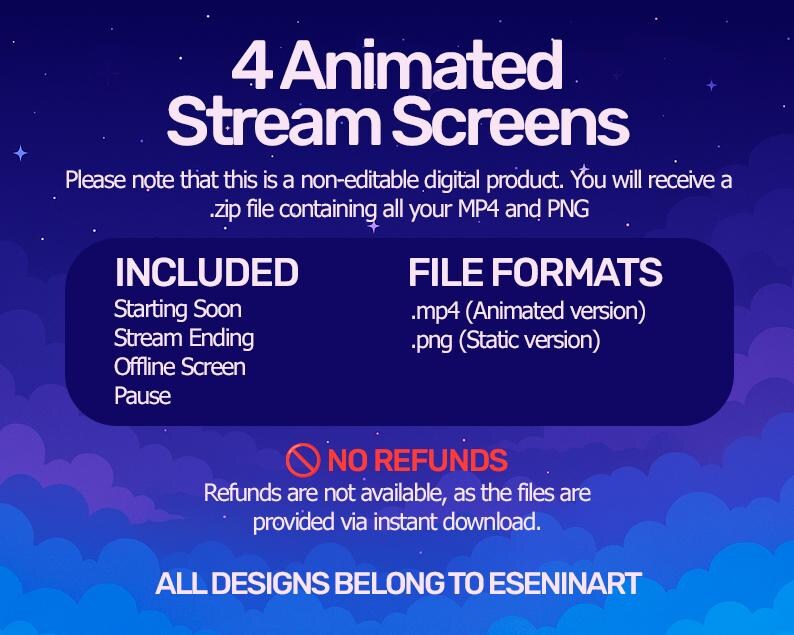 Animated Stream Screens Pack – 4 Screens (starting Soon, Pause, Stream ...