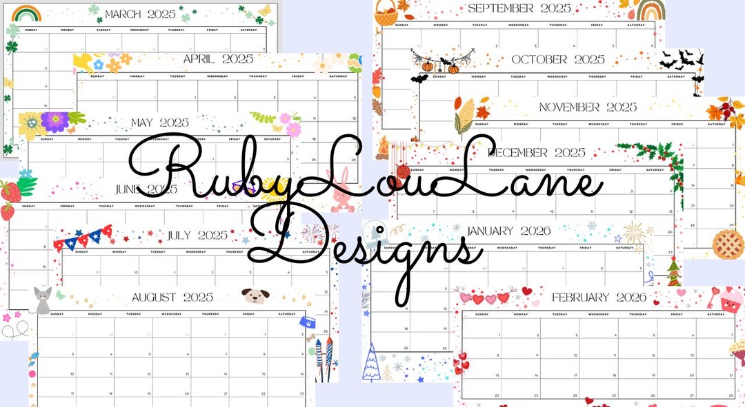 EDITABLE Monthly Calendar 2025 Through Feb 2026 Bundle, Cute Printable ...