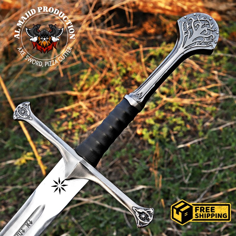 Handmade Damascus Steel Viking Sword Medieval Cosplay Sword, Groomsmen ...