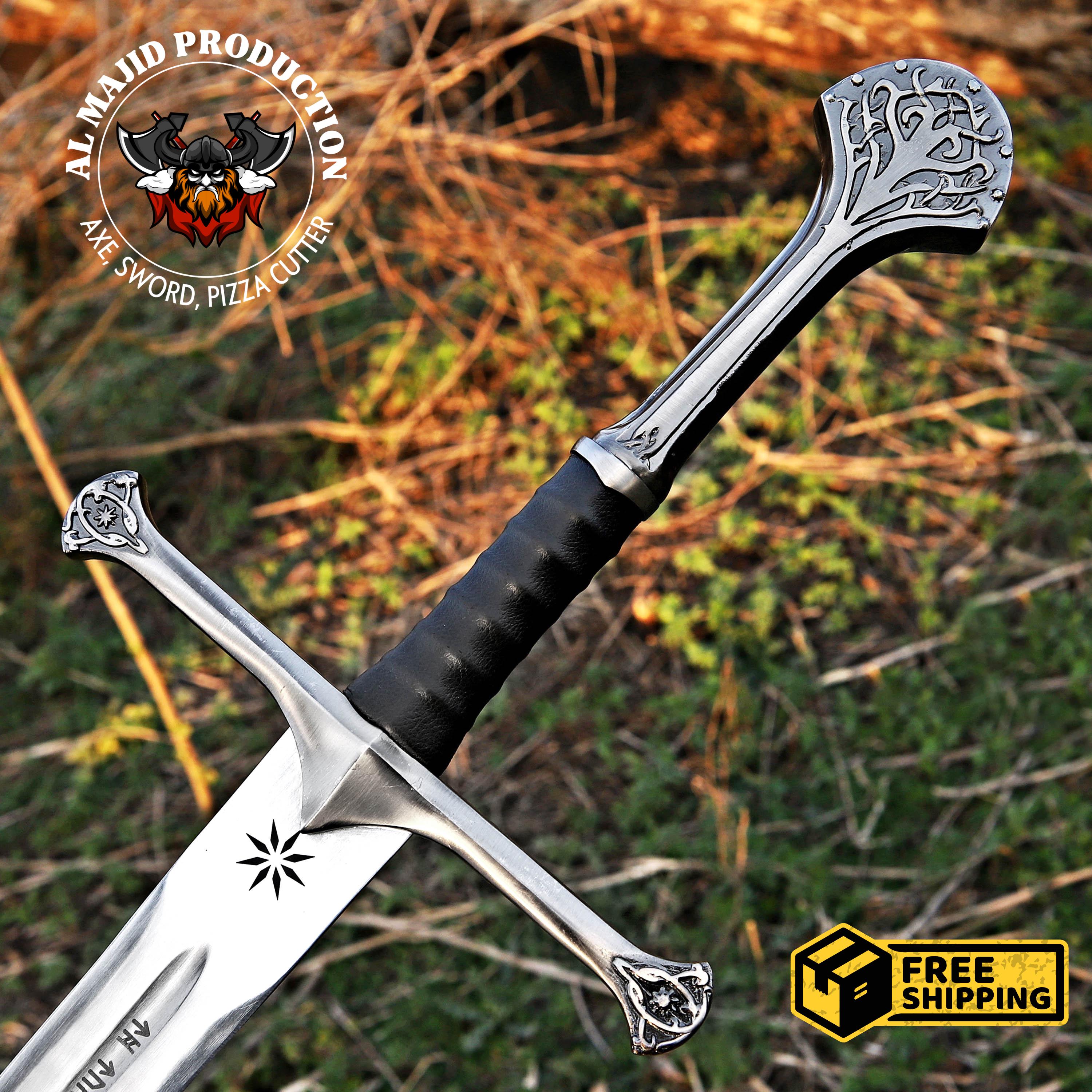 Handmade Damascus Steel Viking Sword Medieval Cosplay Sword, Groomsmen ...