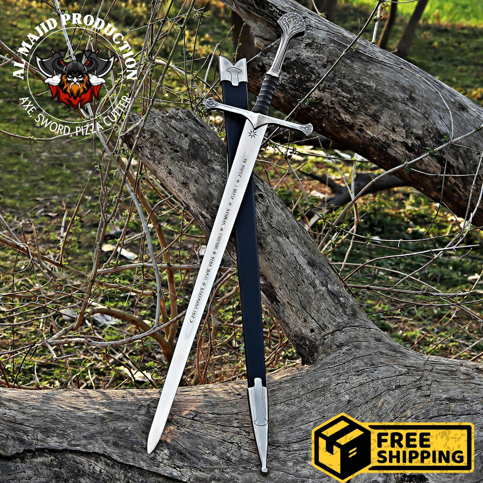 Handmade Damascus Steel Viking Sword Medieval Cosplay Sword, Groomsmen ...