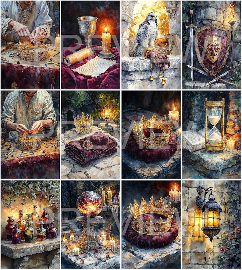 98 Medieval Fantasy Journal Pages, Crimson Kingdom Printable Kit ...