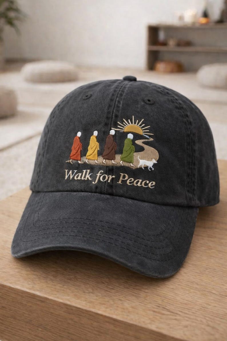 Embroidered Walk for Peace Wash Hat, Peace Monks Hat, Buddhist Monks ...