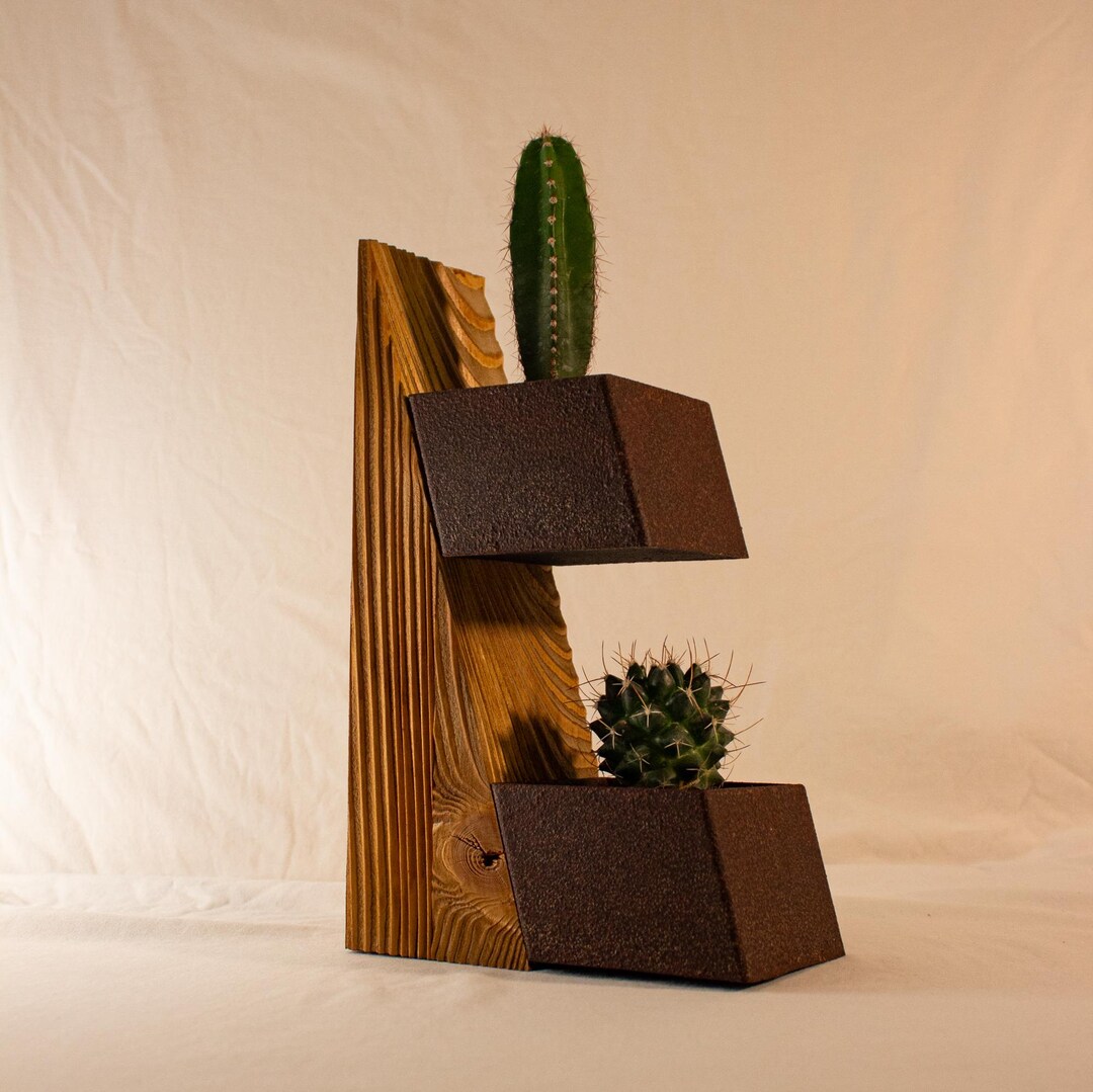 Vertical Stepped Handcrafted Planter Made of Metal and Wood - Etsy