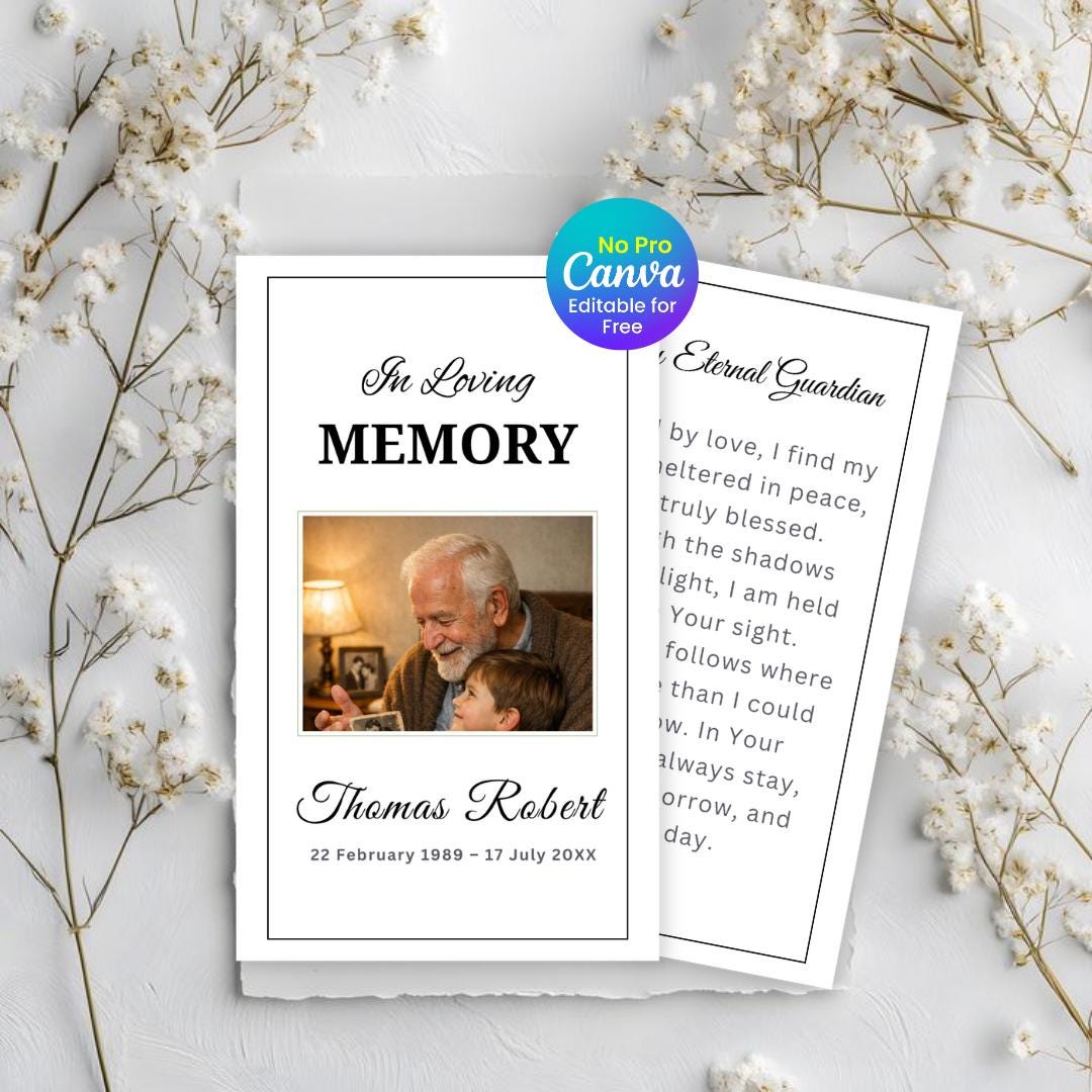 Funeral Prayer Card Template, Forever in Our Hearts, Obituary Template ...