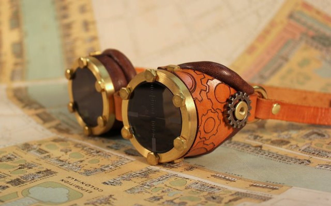 Brass Goggles With Etched Gears - Etsy