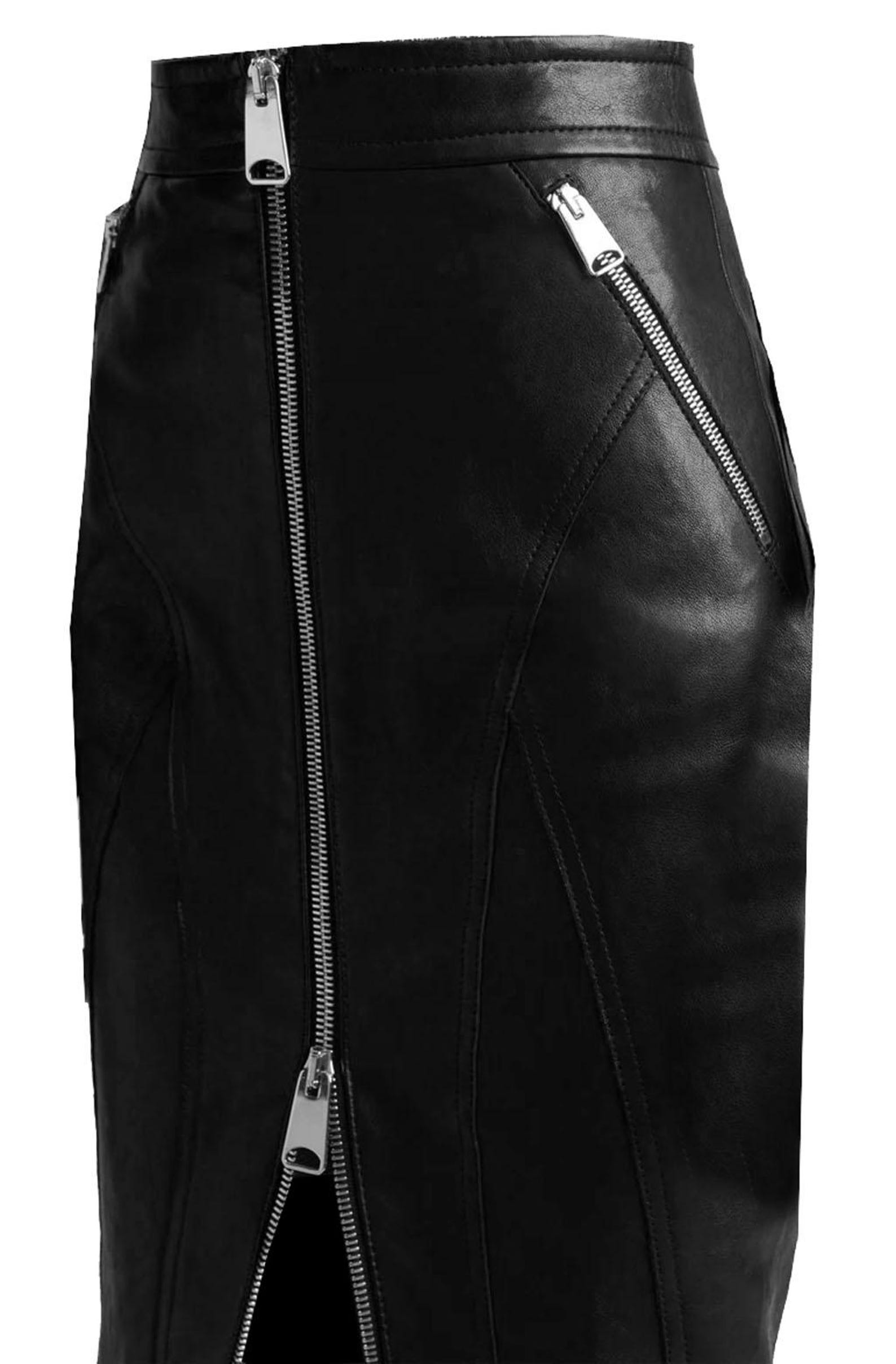 Women Fron Zipper Clouser Two Side Pocket Zipper Designer Real Leather ...