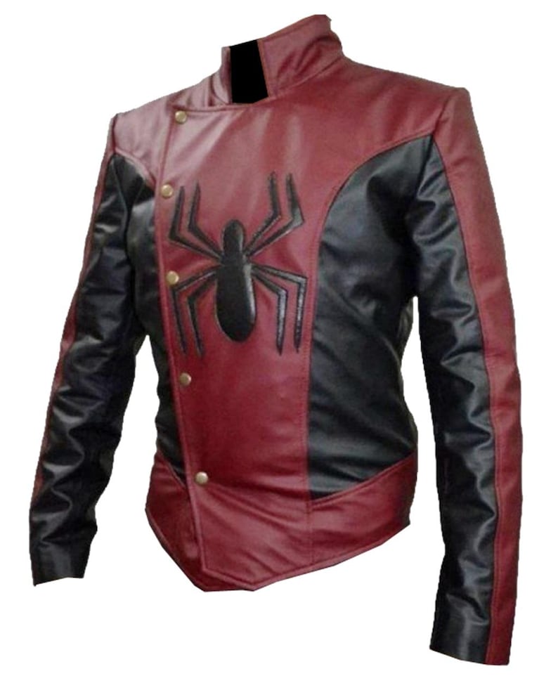 Spider Man Maroon Faux Leather Jacket Super Hero Movie Design - Etsy