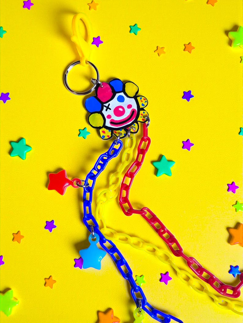 Clown Circus Themed Wallet Belt Loop Chain, Decora Style Colorful Chain ...