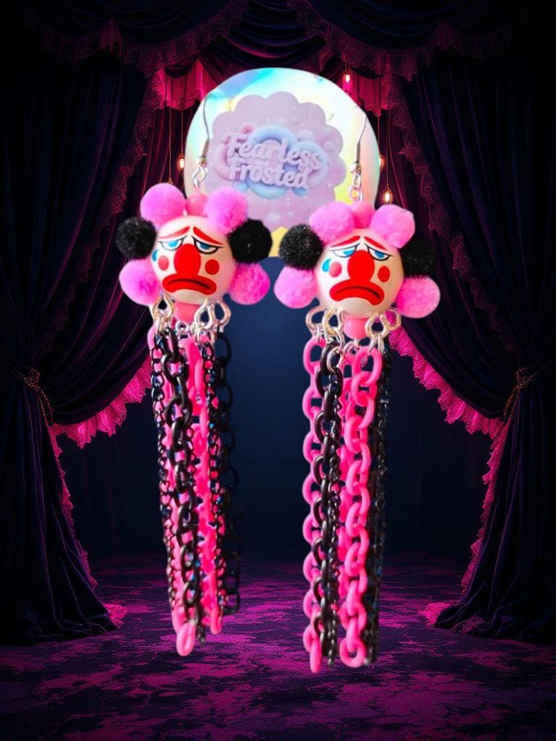 Creepy Cute Sad Clown Dangle Earrings Circus Clowncore Scenecore Horror ...