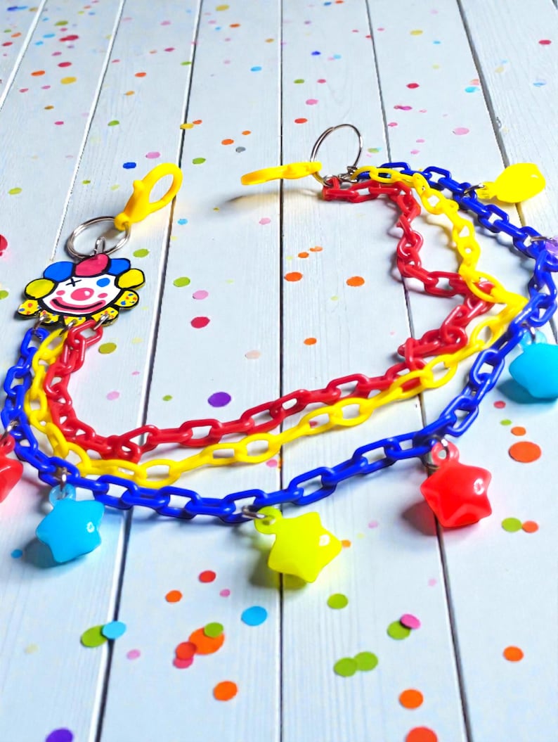 Clown Circus Themed Wallet Belt Loop Chain, Decora Style Colorful Chain ...