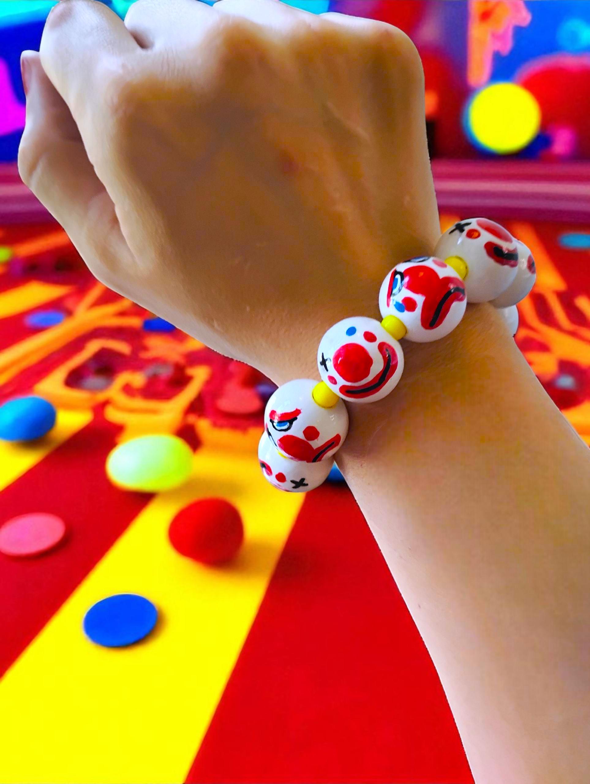 Handmade Happy Sad Clown Bracelet: Rainbowcore Beaded Jewelry Stocking ...
