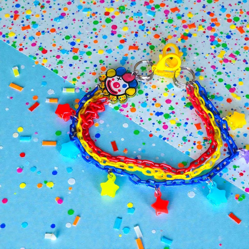 Clown Circus Themed Wallet Belt Loop Chain, Decora Style Colorful Chain ...
