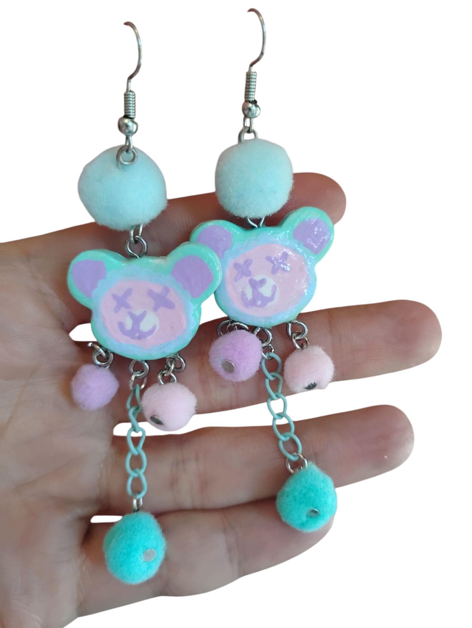 Kawaii Goth Bear Clown Earrings | Pastel Goth Teddy Bear Earrings ...