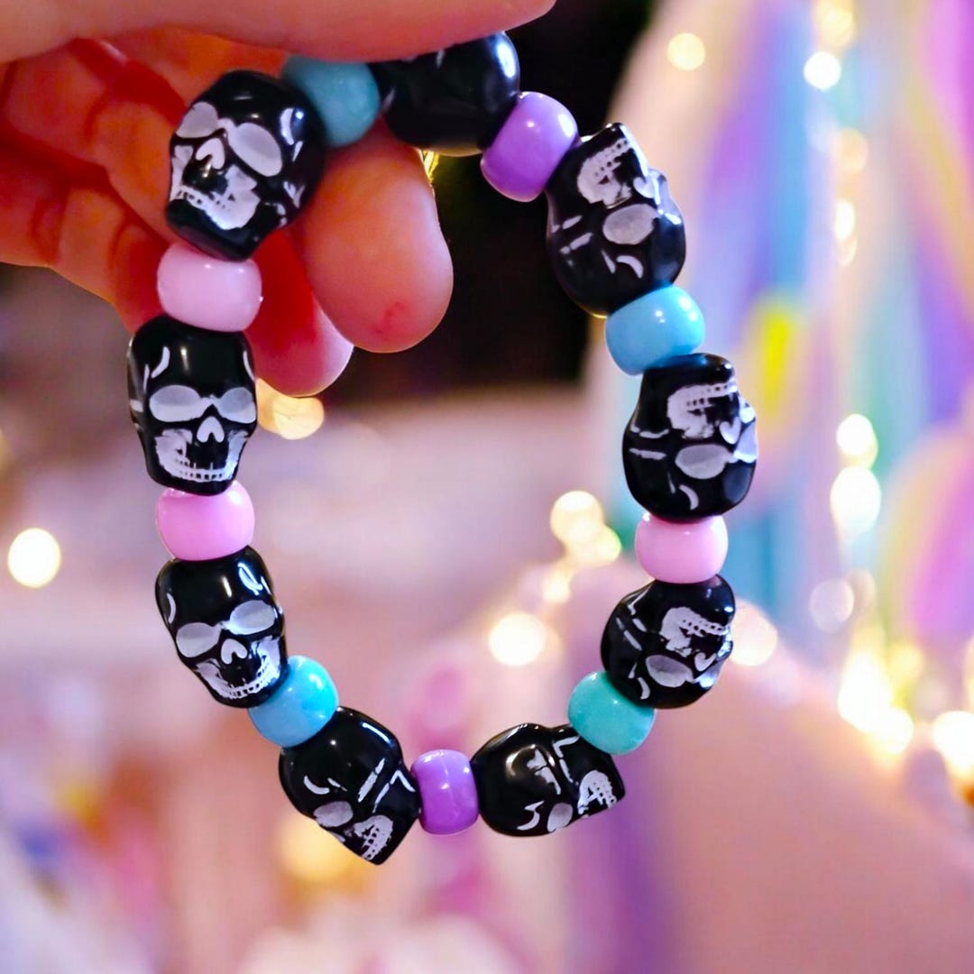 Pastel Goth Skull Head Bracelet | Kawaii Goth Accessory | Skeleton ...