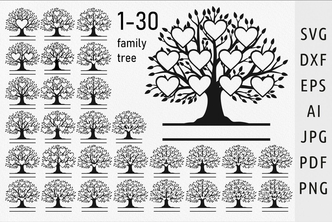 Family Personalized Family Tree SVG Heart Family Tree Clipart ...