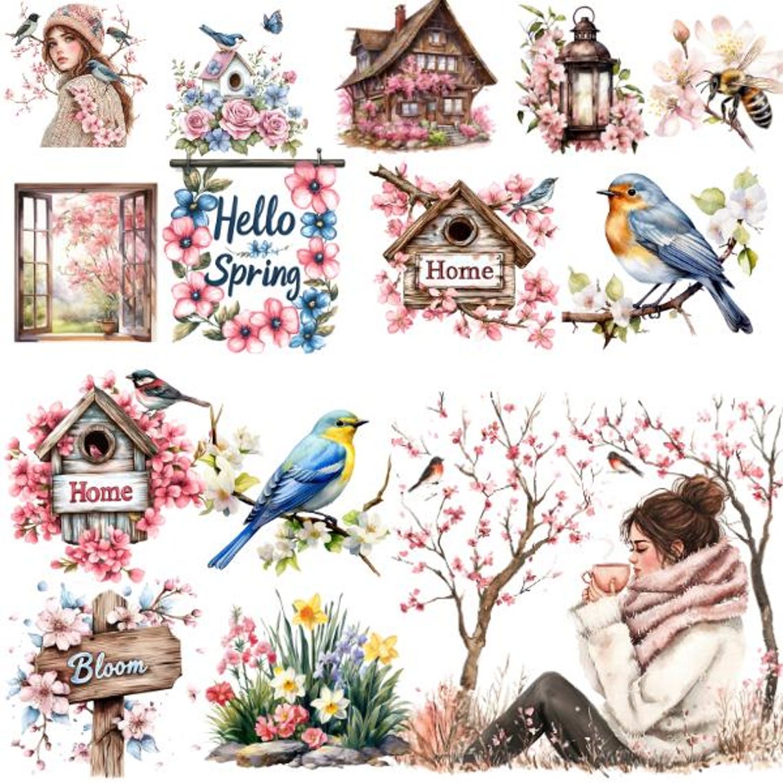Spring Floral Clipart Bundle: 150+ PNG Illustrations (digital Files) - Etsy