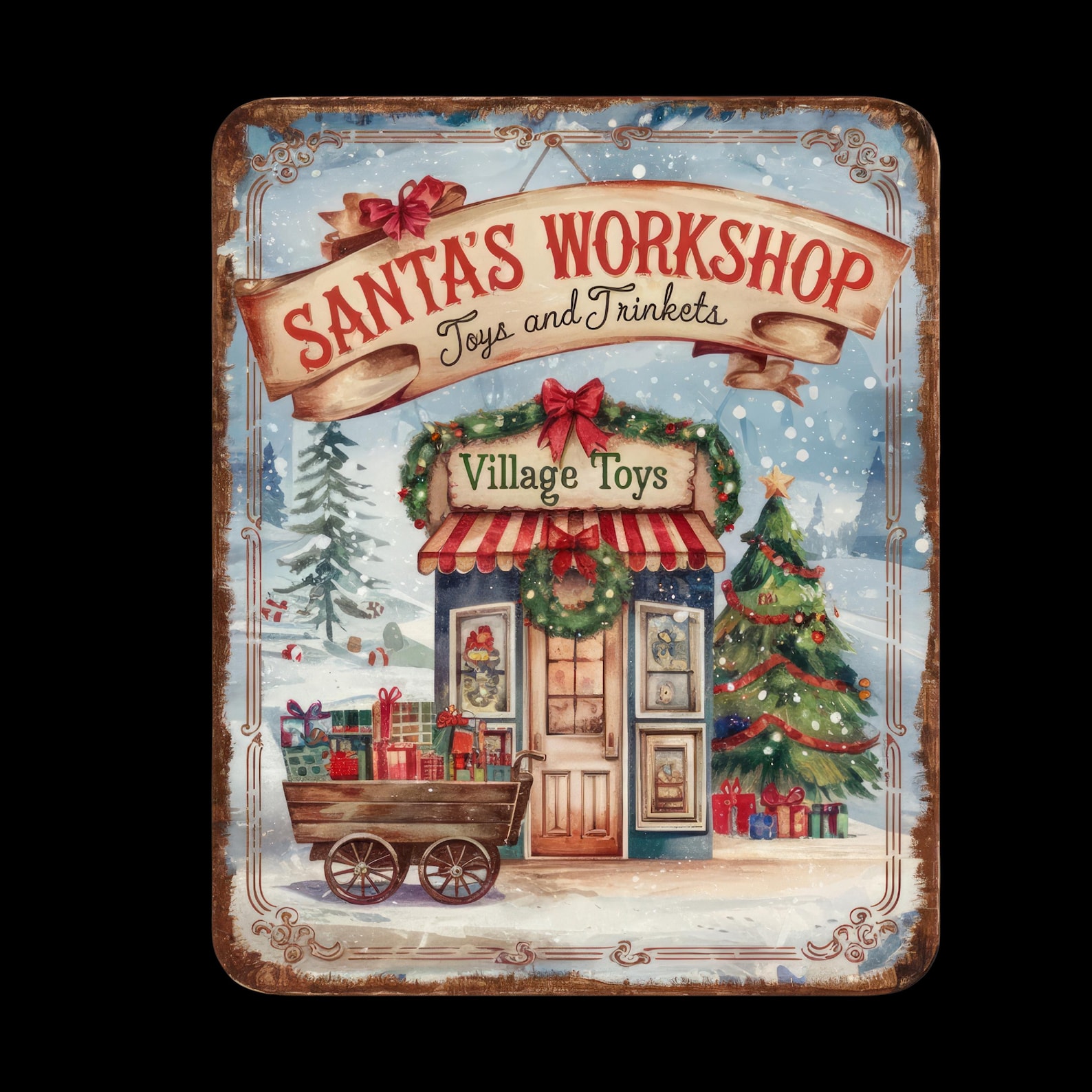 Vintage Christmas Signs Fussy Cuts, Stickers - Printable Festive ...