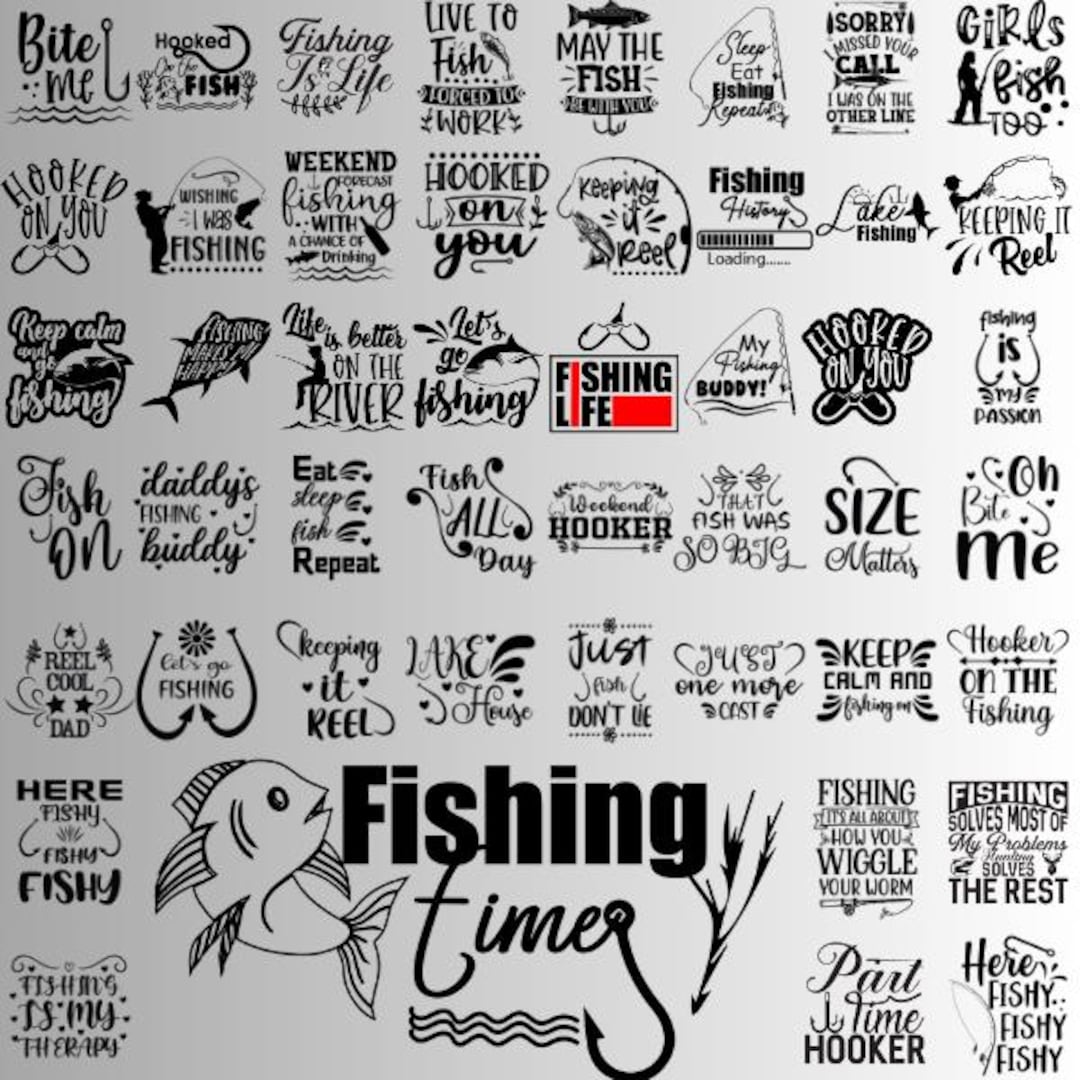 Fishing SVG Bundle: Fishing Sayings, Decals, Cut Files (digital ...