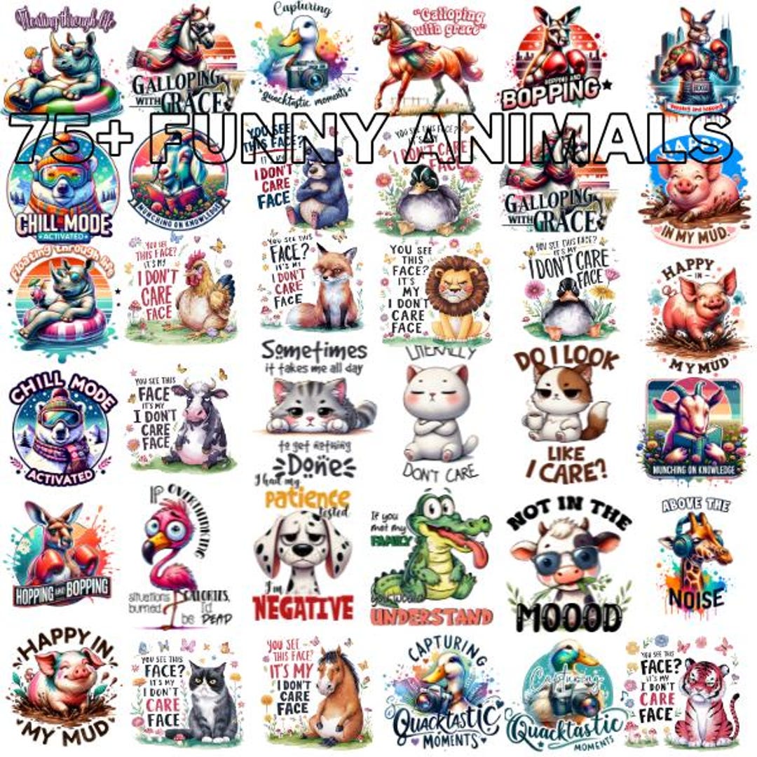 Sarcastic Animals PNG Bundle: Funny Quote Designs (digital Files) - Etsy