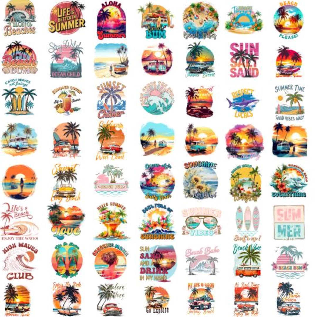 Summer PNG Bundle: Beach Vibes, Sun & Sand Designs (digital File) - Etsy