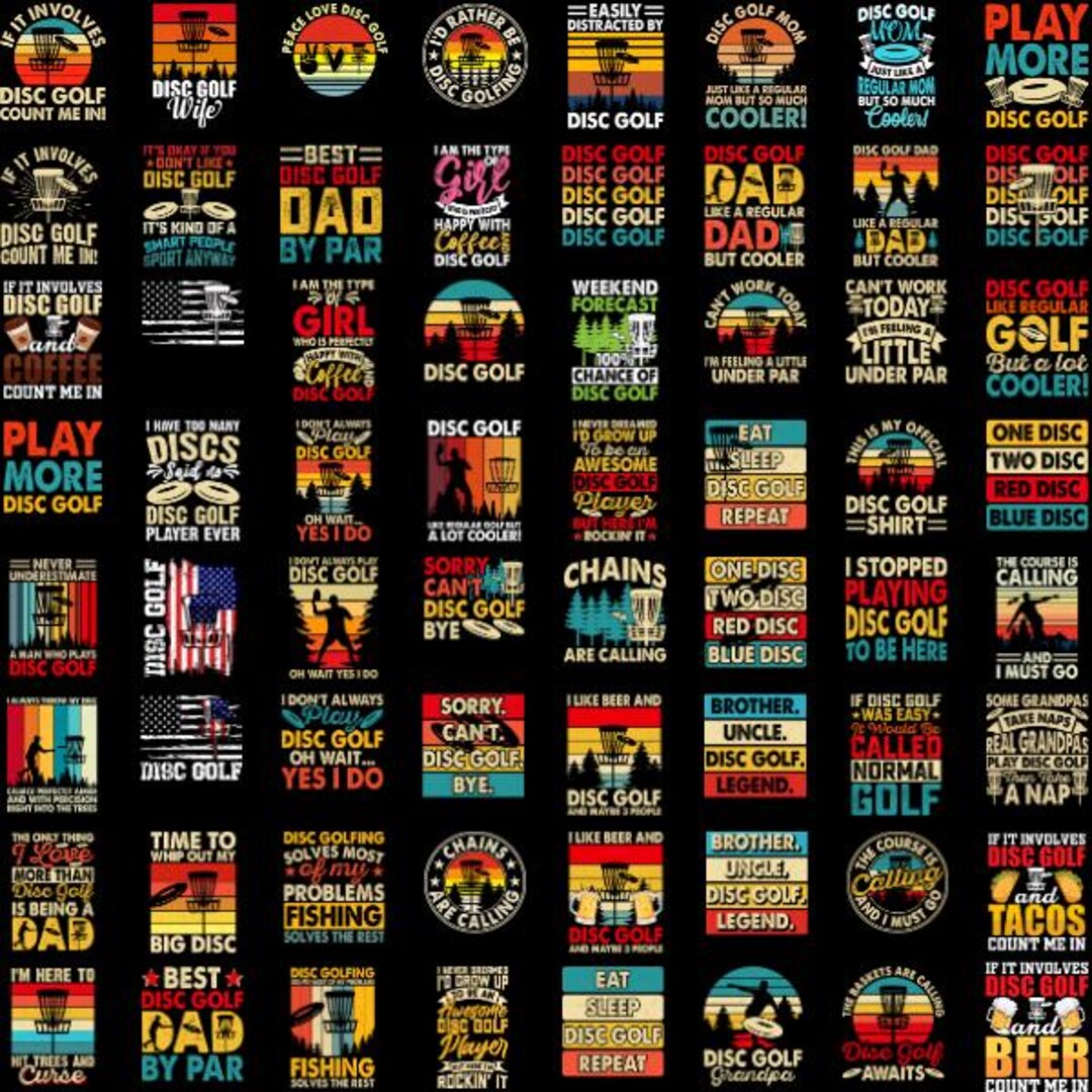 Disc Golf Printable Bundle: Retro Graphics, Sport Lover Designs ...