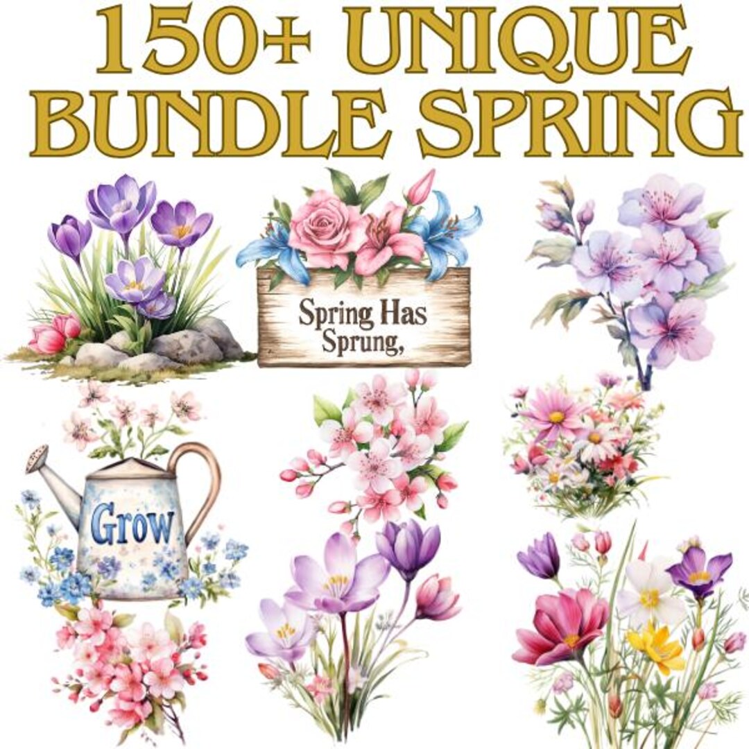 Spring Floral Clipart Bundle: 150+ PNG Illustrations (digital Files) - Etsy