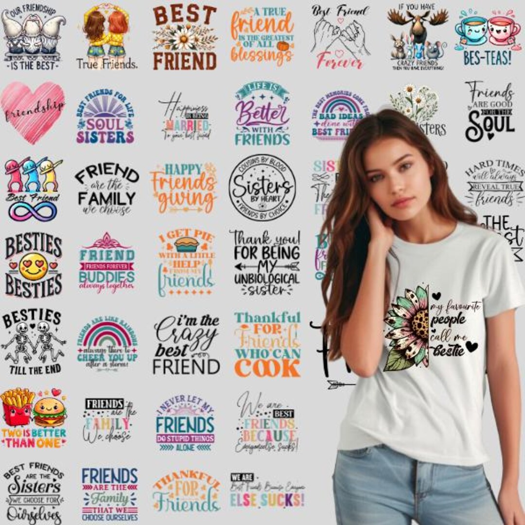 Friendship Png Bundle, Bestfriends Designs, Bestie Quotes, Friendship ...