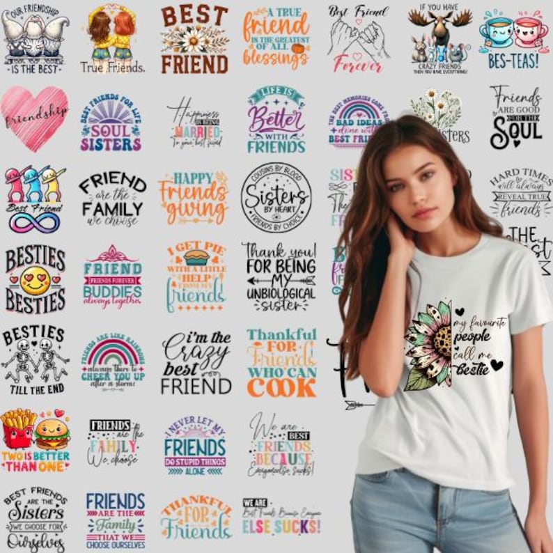 Friendship Png Bundle, Bestfriends Designs, Bestie Quotes, Friendship ...
