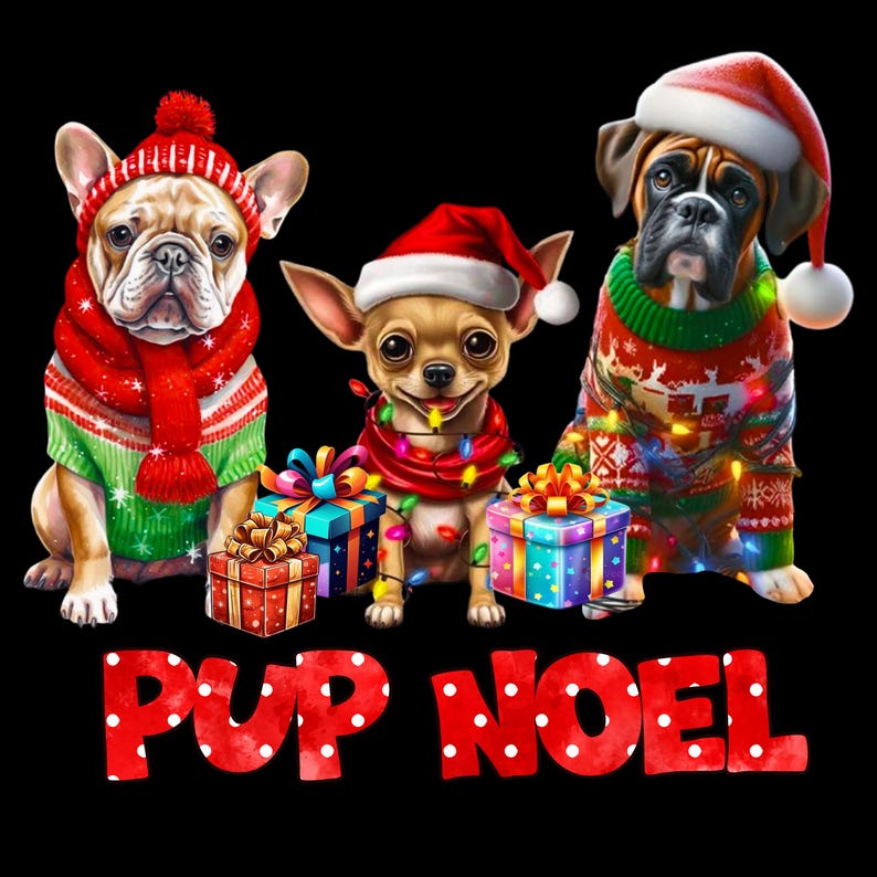 Christmas Dogs PNG Bundle: Holiday Animal Designs (digital Download) - Etsy