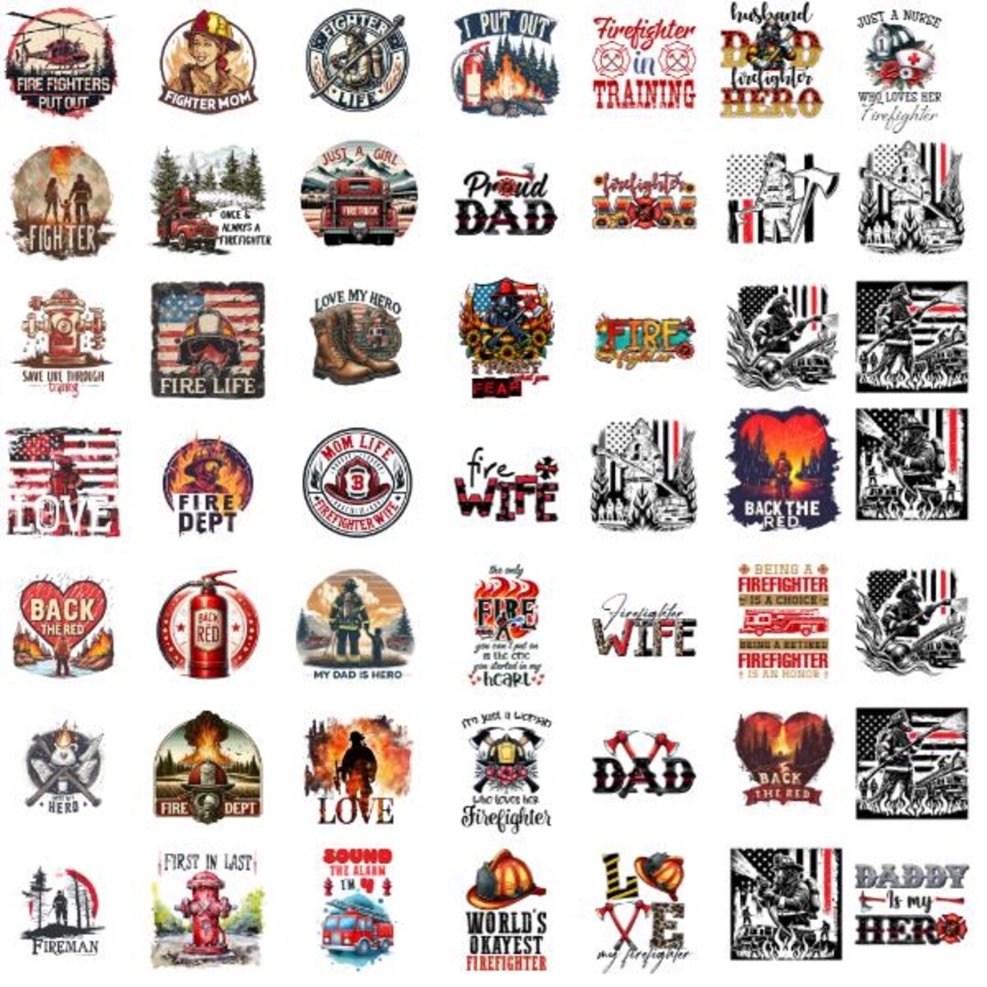 Firefighter PNG Bundle: 130+ Fireman Sublimation Designs (instant ...