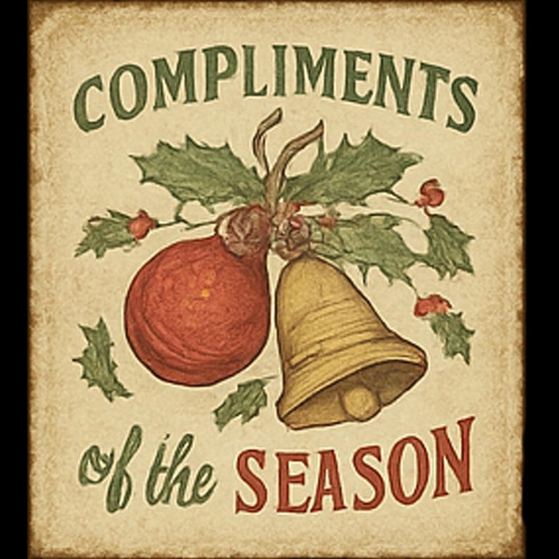 Vintage Christmas Signs Fussy Cuts, Stickers - Printable Festive ...