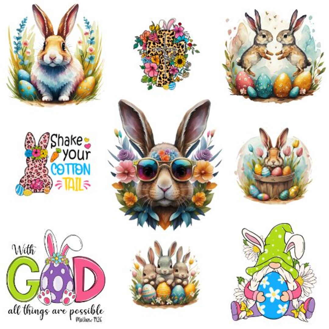 60+ Cute Easter Bunny Clipart Bundle ,PNG, Bundle Bunny Art, Digital ...