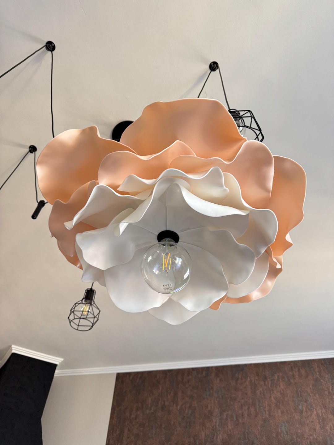 Floral Ceiling Chandelier – Handmade Hanging Flower Light - Etsy