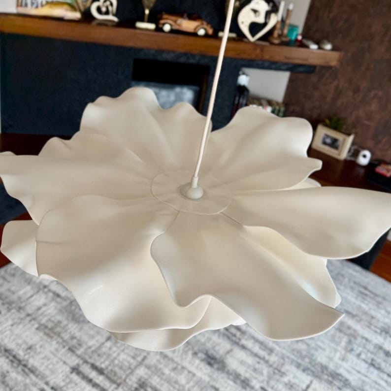 White Flower Chandelier – Handmade Statement Ceiling Light for Elegant ...