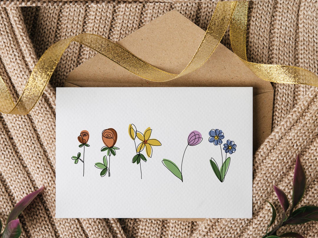 Flowers Card, Digital Download, Printable, 4x6 - Etsy
