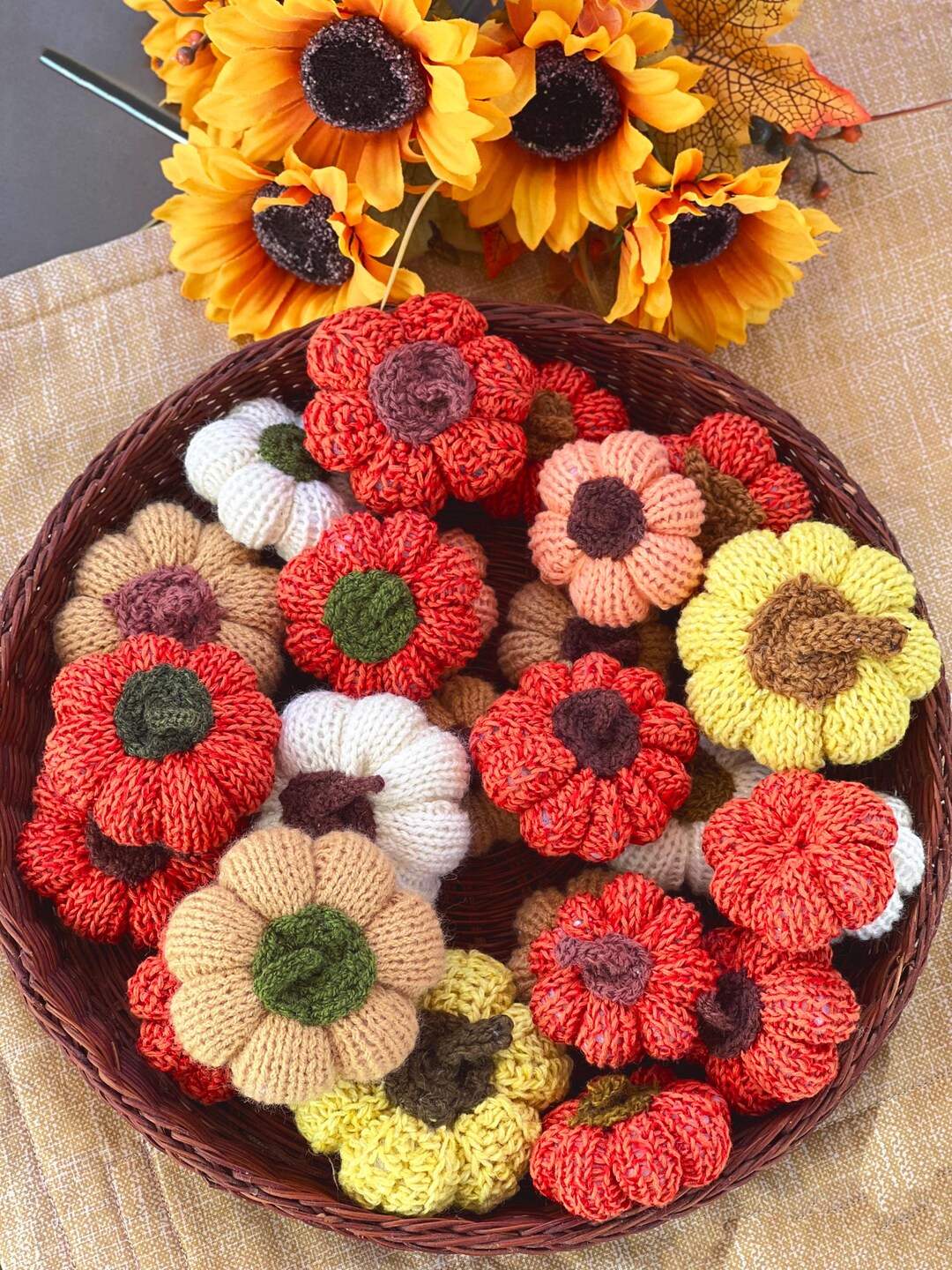 Handmade Knit Pumpkin Set - Fall Table Centerpiece - Etsy