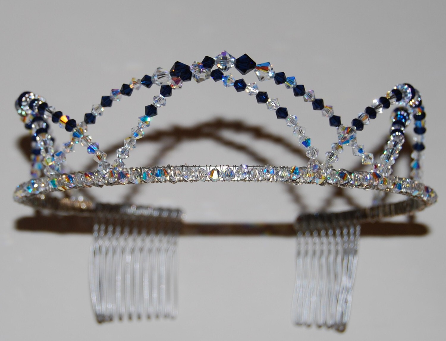 Beautiful Dark Blue and Clear Silver Tiara - Bridal - Formal ...