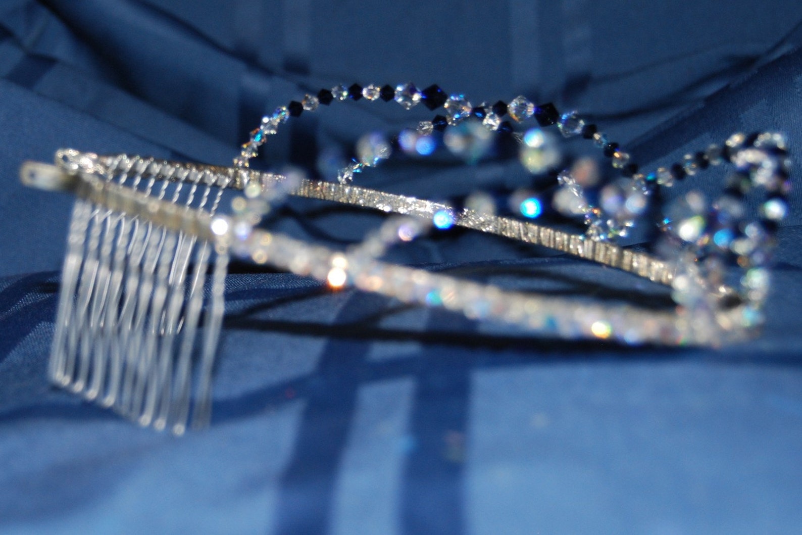 Beautiful Dark Blue and Clear Silver Tiara - Bridal - Formal ...