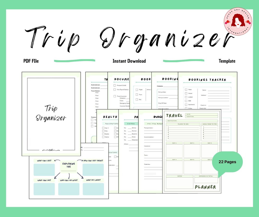 Trip Organizer, Digital Download, Digital Planner, Pdf - Etsy