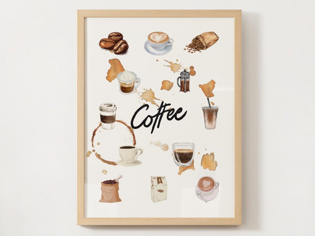 Coffee Print, Coffee Poster, Coffee Wall Art, Kitchen Wall Art, Coffee ...