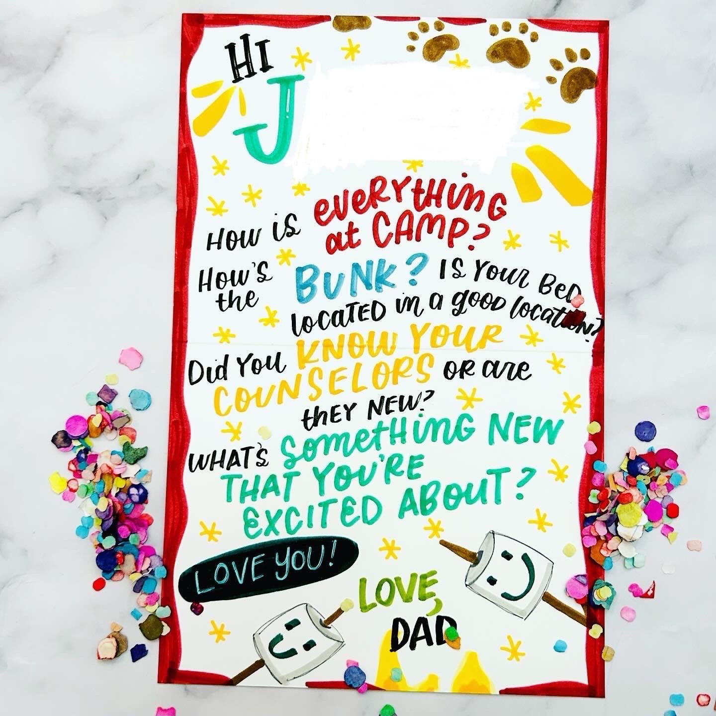 Camp Happy Mail Custom Card for Campers Custom Message and Colors - Etsy