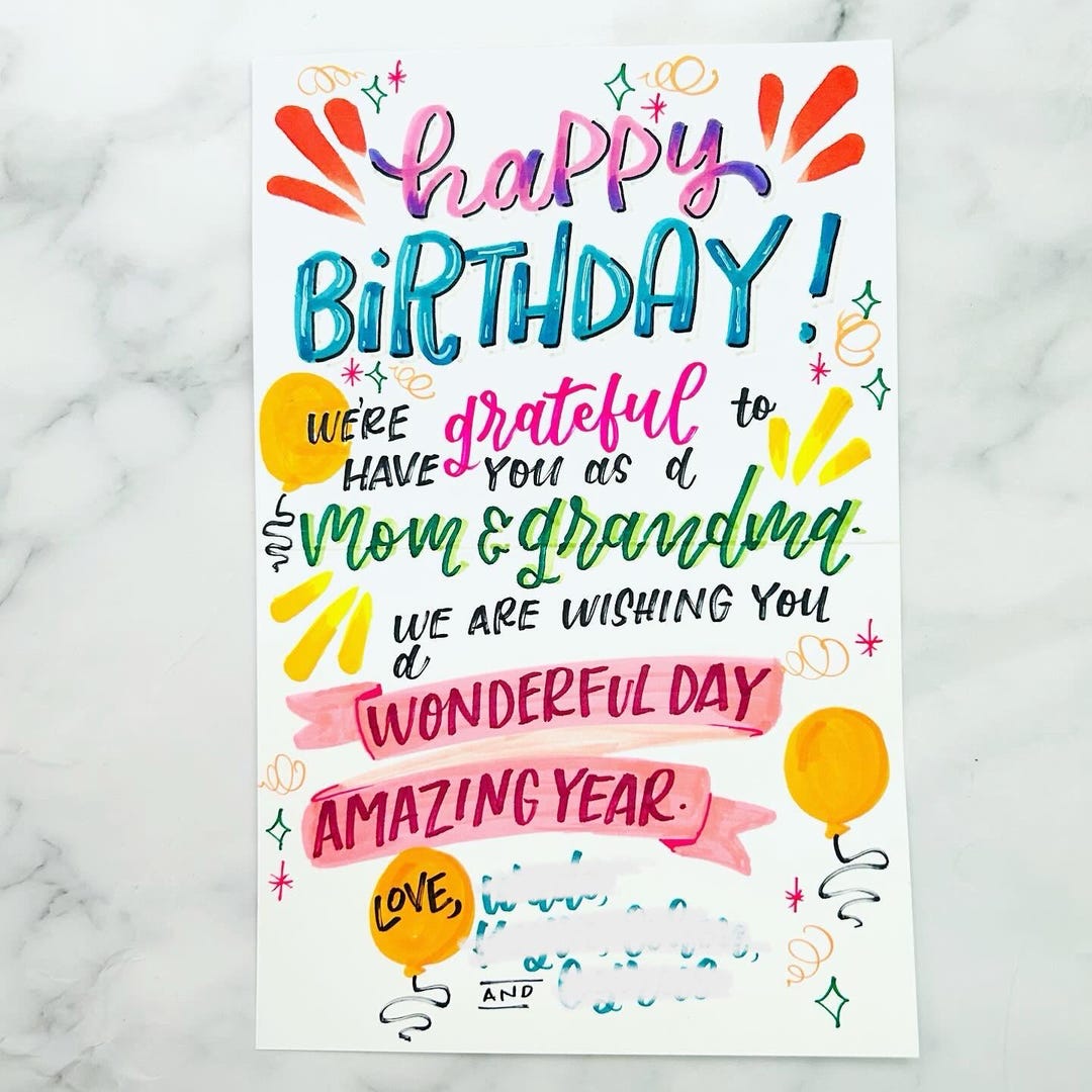 Happy Birthday Card Handwritten With Your Personalized Message - Etsy