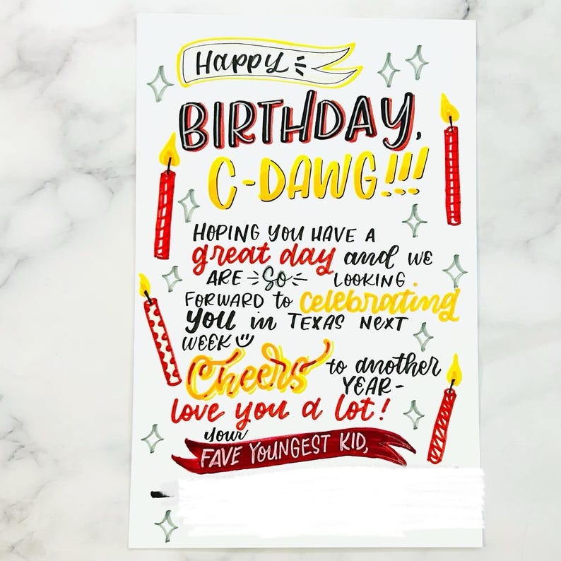 Handwritten Birthday Card Personalized in Your Chosen Style and Color ...